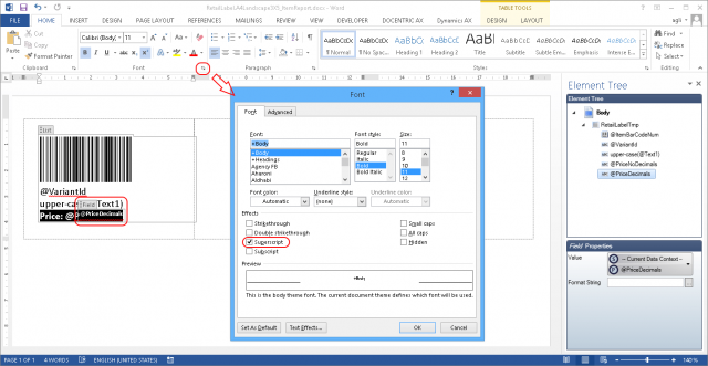 Label design in MS Word with Docentric AX designer