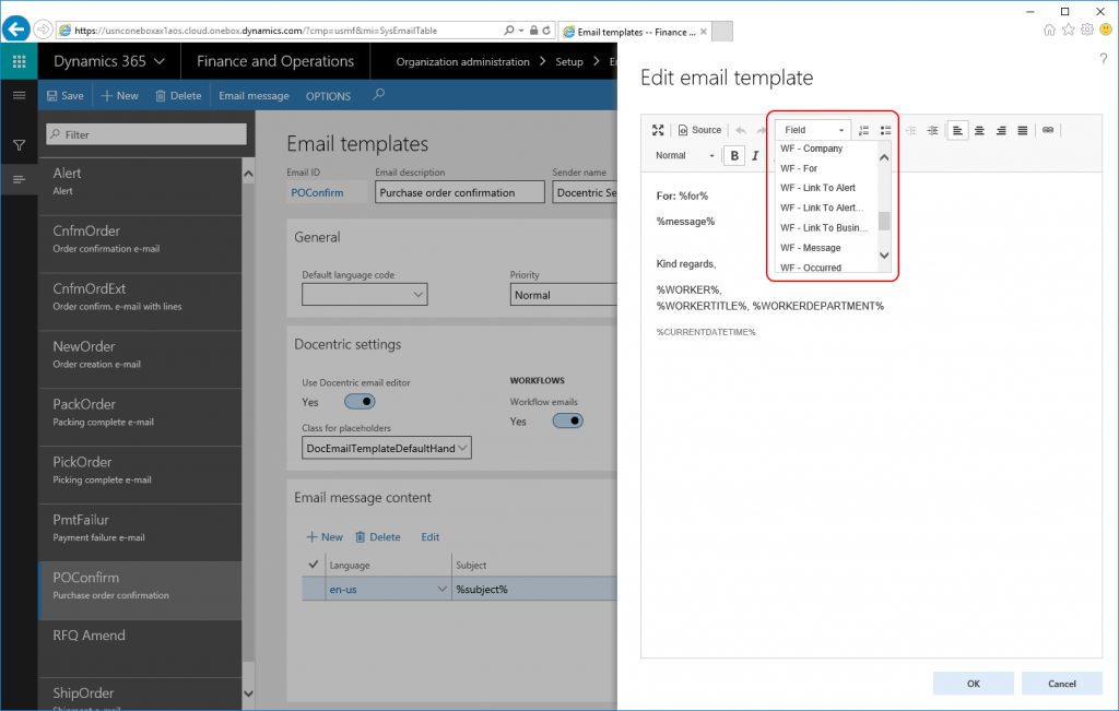 Improved Email Templates in D365FO - Docentric AX