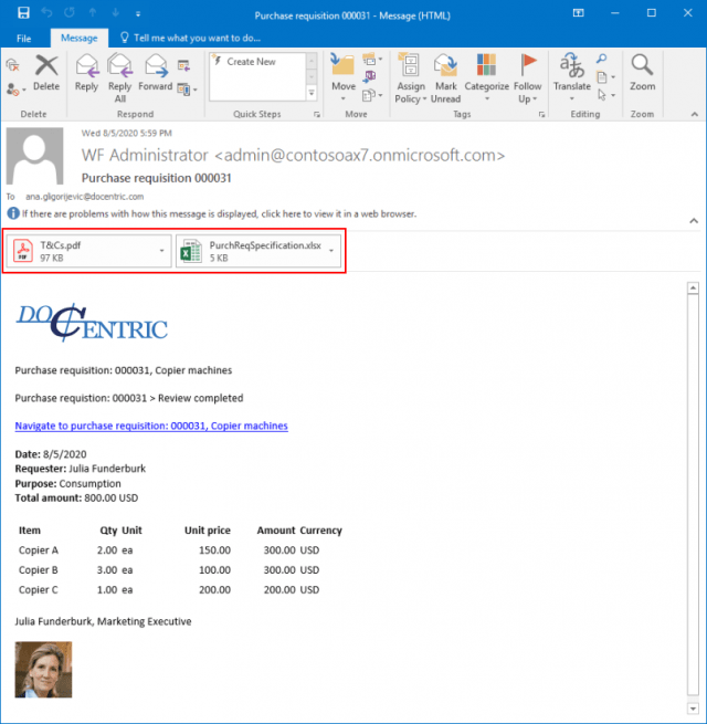 Send Workflow Email Notifications With Attachments In D365fo Docentric Ax