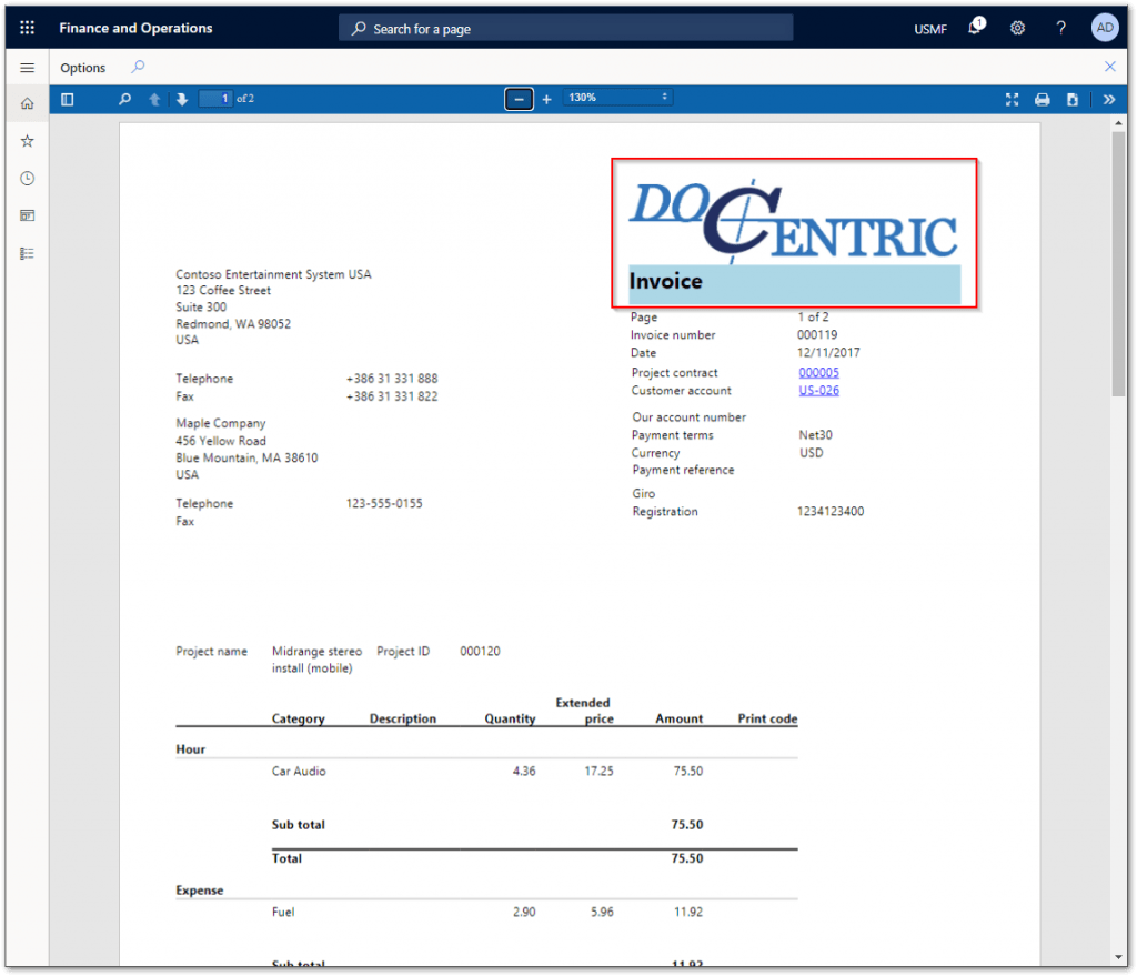 Preview Project Invoices Using Print Management in D365FO