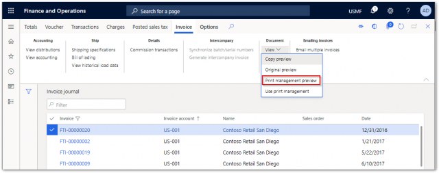 Preview Project Invoices Using Print Management in D365FO