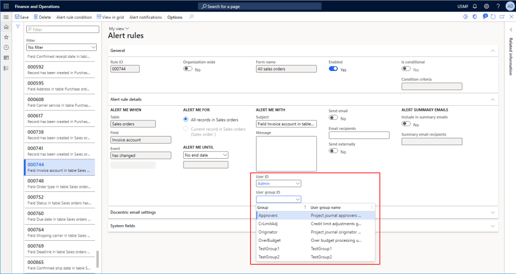 Improved Alert Rules - Docentric AX