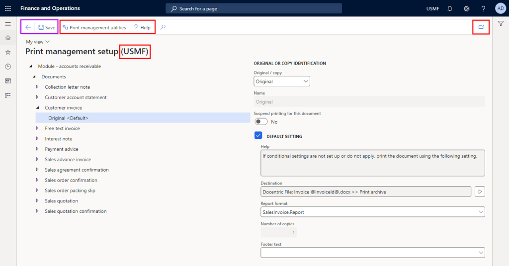 Add the Back (Close) and Save Buttons to Print Management Setup